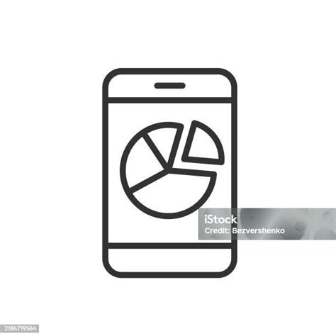 Phone Chart Icon In Line Design Phone Chart Data Mobile Statistics