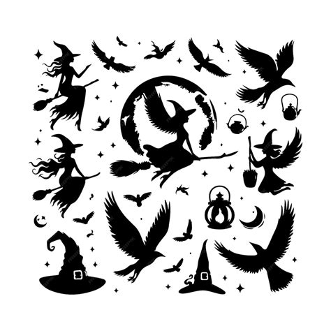 Halloween Witch Silhouette Vector Illustration Of Witches Silhouettes