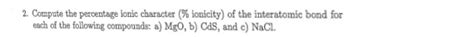 Solved 2 Compute The Percentage Ionic Character