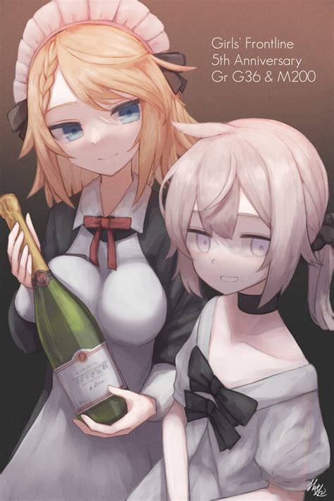 Safebooru Absurdres Ahoge Alcohol Alternate Costume Black Bow Bow