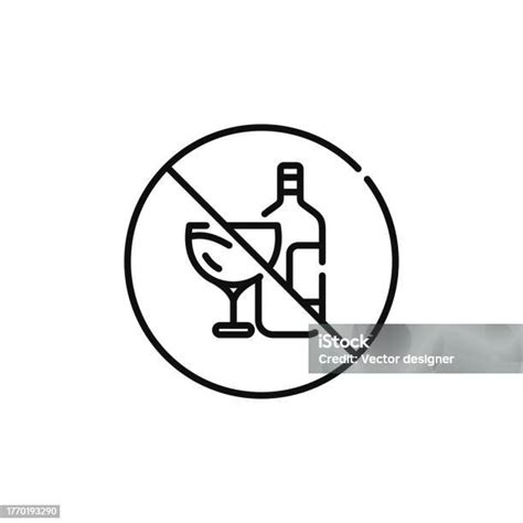 Pas De Symbole De Signe Dicône De Ligne Dalcool Isolé Sur Fond Blanc