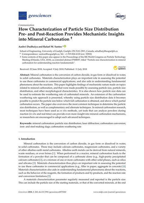 Pdf How Characterization Of Particle Size Distribution Pre And Geosciences 2018 8 260