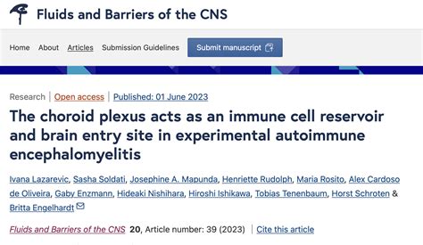 The Choroid Plexus Acts As An Immune Cell Reservoir And Brain Entry