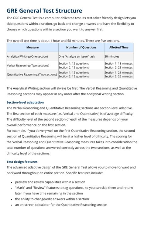 GRE General Test Structure