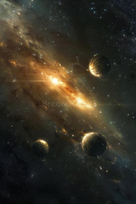 Trinary Star System Shines Three Distinct Orange Yellow Stars Accompanied Three Planets Blue