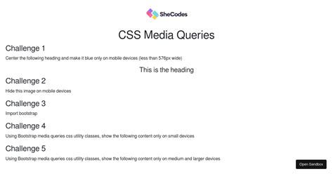 Media Queries Challenge Forked Codesandbox