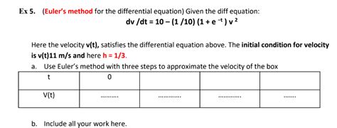 Solved Ex 5 Eulers Method For The Differential Equation