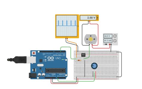 Circuit Design Commande Moteur Par Mli Pwm Arduino Mosfet Tinkercad