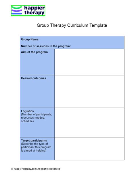 Group Therapy Session Outline Template Happiertherapy