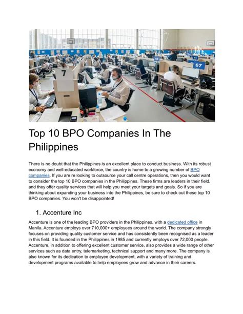 Ppt Top 10 Bpo Companies In The Philippines Powerpoint Presentation