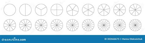 Segmented Charts Set Of Pizza Pie Chart Template Many Number Of