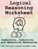 Logical Reasoning Worksheet: Deductive, Inductive, and Abductive (with ...