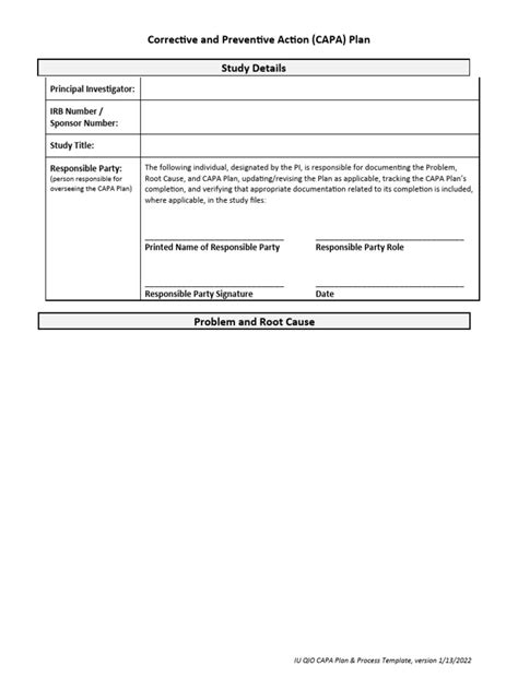 Capa Plan Template Pdf