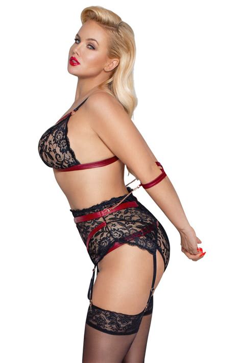 Cottelli Bondage Plus Size Suspender Set Angel Clothing