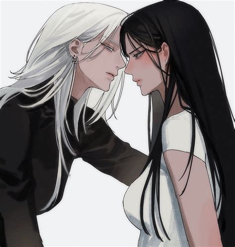 Safebooru 2girls Black Eyes Black Hair Black Shirt Closed Mouth