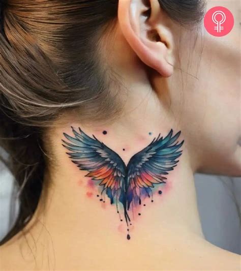 Angel Wings Throat Tattoo