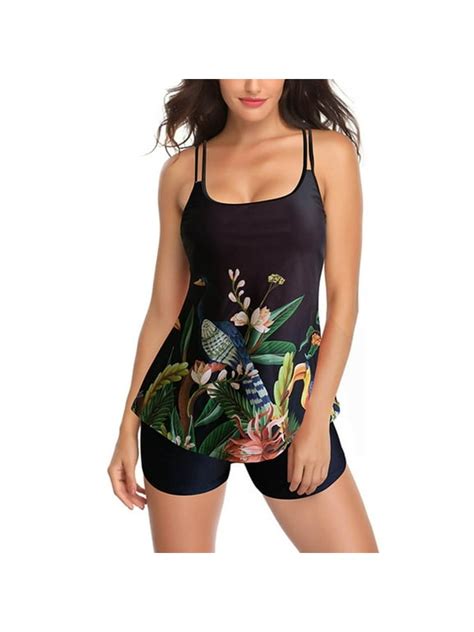 Amzcrzy Tankini Bathing Suits For Women Hawaii Floral Plus Size Tankini