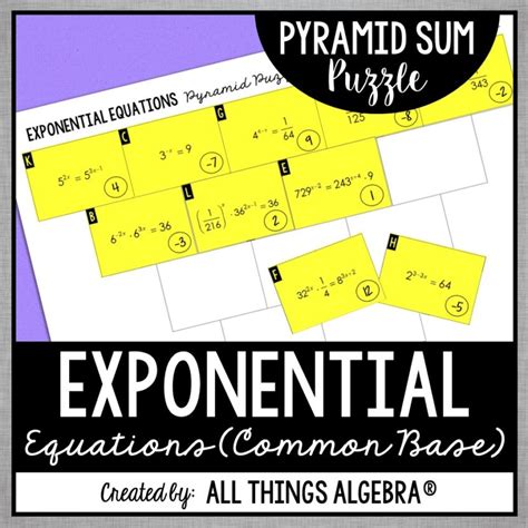 Exponential Equations With A Common Base Pyramid Sum Puzzle All