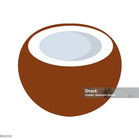 플랫 아이콘 코코넛과 코코넛의 절반 흰색 배경에서 격리된 벡터 그림 0명에 대한 스톡 벡터 아트 및 기타 이미지 0명 갈색 건강한 식생활 Istock