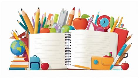 Un Cuaderno Con Lápices Lápices Y Lápices En él Vector Premium