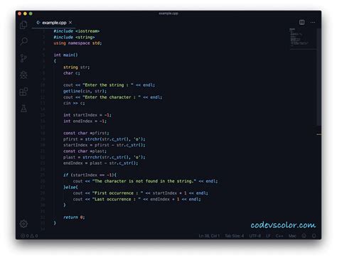 C Program To Find The First And The Last Occurrence Of A Character In A String Codevscolor
