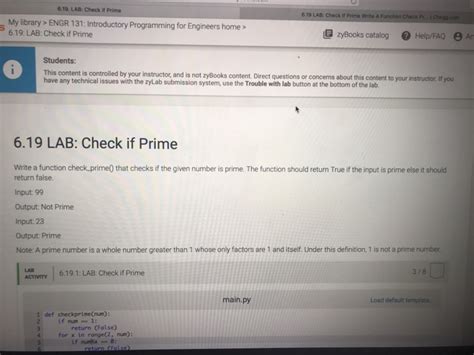 Solved Lab Check If Prime Lab Check If Prime Chegg