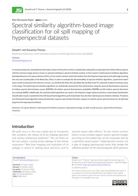 pdf spectral similarity algorithm based image classification for oil