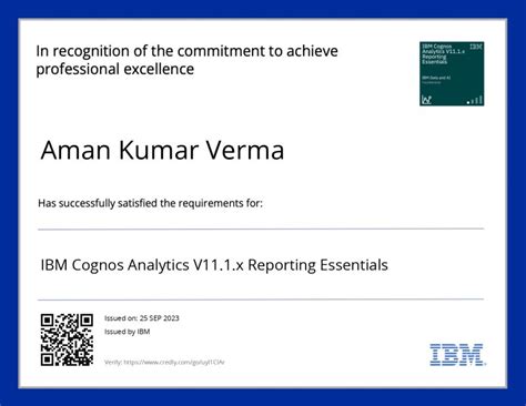Aman Kumar Verma On Linkedin Ibm Cognos Certificationcomplete