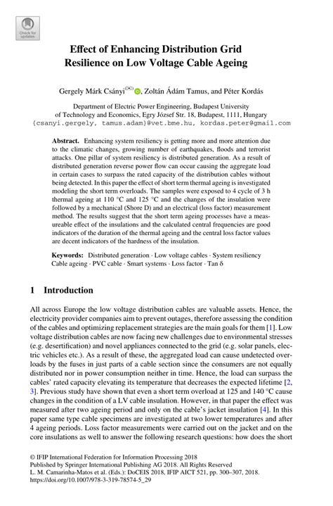 Pdf Effect Of Enhancing Distribution Grid Resilience On Low Voltage Cable Ageing