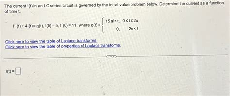 solved the current i t ﻿in an lc series circuit is governed
