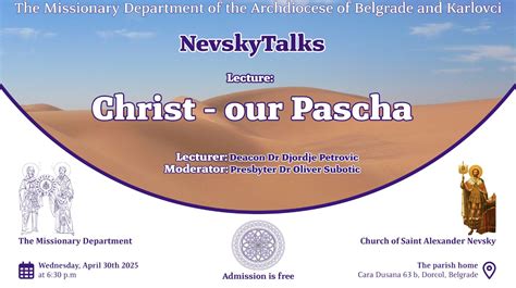 Lecture Christ Our Pascha To Be Held In English Missionary Department
