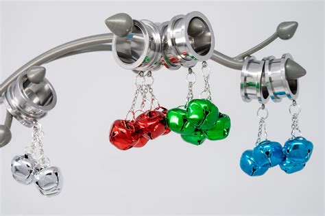 Jingle Bell Danglers - Screw on Tunnel (Pair) - TF079 – Two Feather Plugs