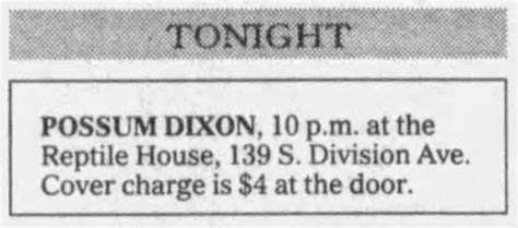 Possum Dixon The Concert Database