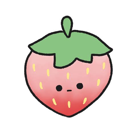 Hand Drawn Cute Pink Strawberry Cute Fruit Character Design In Doodle