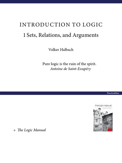 Introductiontologic 1 Sets Relations And Arguments Volker Halbach