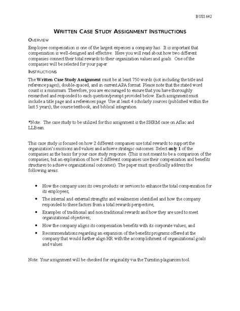 Written Case Study Assignment Instructions Busi 642 Written Case