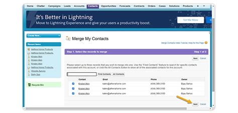 how to merge duplicate accounts and contacts in salesforce lightning