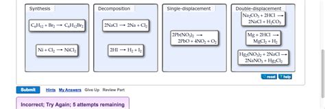 Solved Synthesis Decomposition Single Displacement