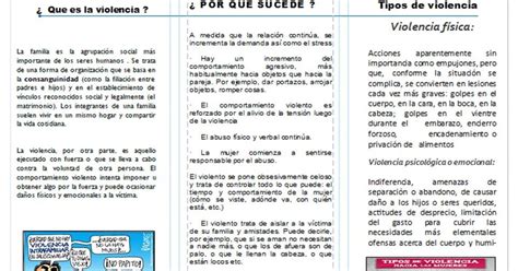 Nuestras Experiencias Triptico La Violencia Intrafamiliar