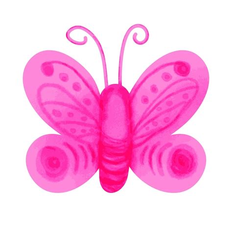 Borboleta Rosa Aquarela No Céu Branco Vetor Premium
