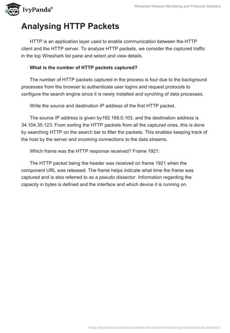 Wireshark Network Monitoring And Statistics 1373 Words Essay Example