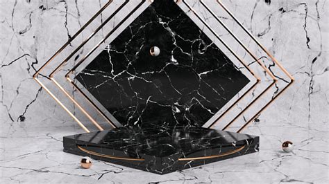 기하학적 대리석 제품 표시 배경 돌 질감 연단 흑백 사각형 플랫폼 3d 그림 0명에 대한 스톡 사진 및 기타 이미지 0명 Performing Arts Event 개념