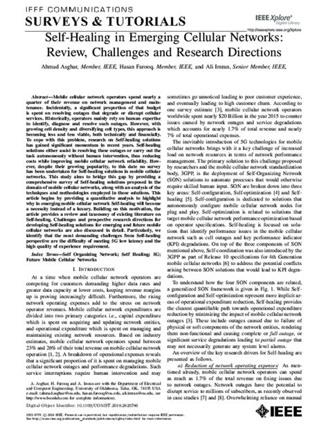 Pdf Self Healing In Emerging Cellular Networks Review Challenges