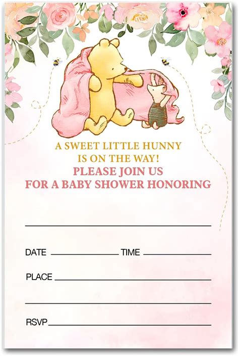Amazon Brayqu Winnie The Pooh Baby Shower Party Invitations Pink