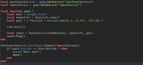 I Am New To Roblox Scripting And I Was Practicing A Small Project Where When E Is Pressed The