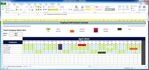 Color Coded Calendar Template Excel Timesheet Template With Formulas Exceltemplates