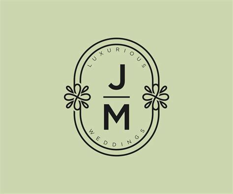 Jm Initials Letter Wedding Monogram Logos Template Hand Drawn Modern Minimalistic And Floral