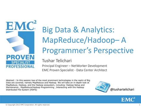 Big Data And Analytics Mapreducehadoop A Programmers Perspective Ppt