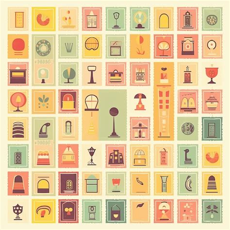 Premium Ai Image Post Stamps Art Flat Vector Clipart Collection Set