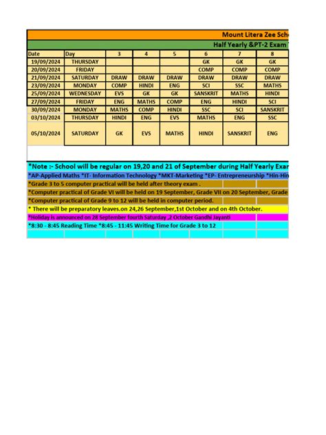 Examination Timetable Pdf